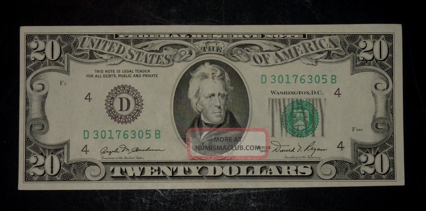 Series 1981 20 Dollar Bill Worth Order Discounted Tratenor es