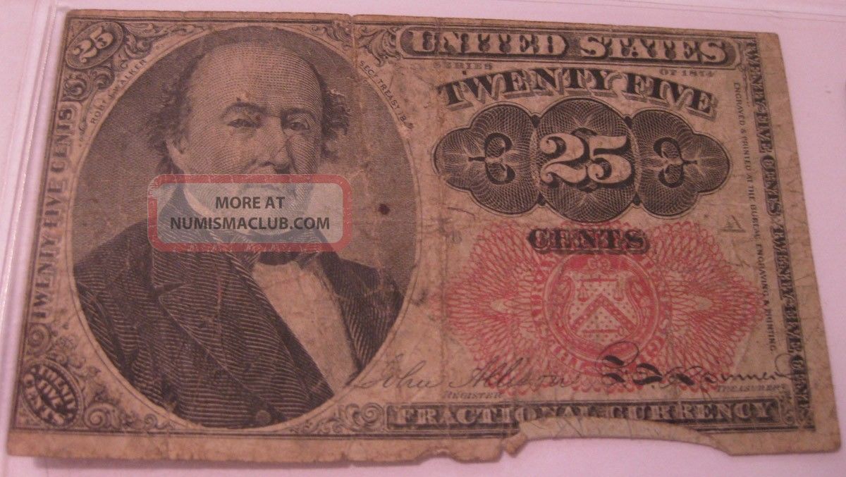 25 Cents 1874 U S Fractional Currency Robert Walker Paper Money 25-cents-1874-u-s-fractional-currency-robert-walker-paper-money