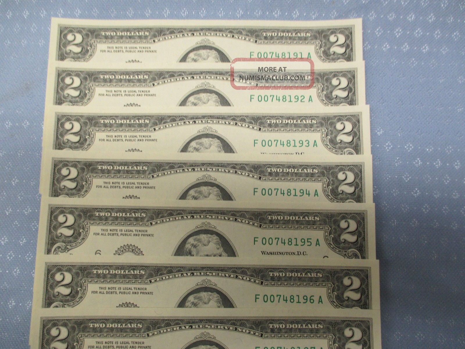 20 Consecutive 2009 2 (two) Dollar Bills 20 Consecutive 2009 2 (two) Dollar Bills