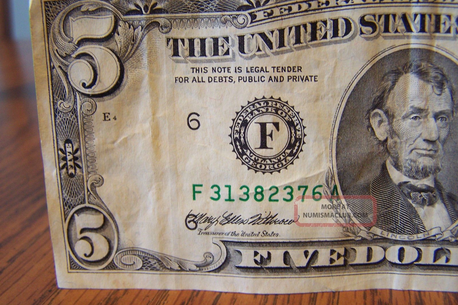 Cir 1993 Misprint Misaligned Error 5 Five Dollar Bill Money Note Currency Cir 1993 Misprint Misaligned Error 5 Five Dollar Bill Money Note Currency