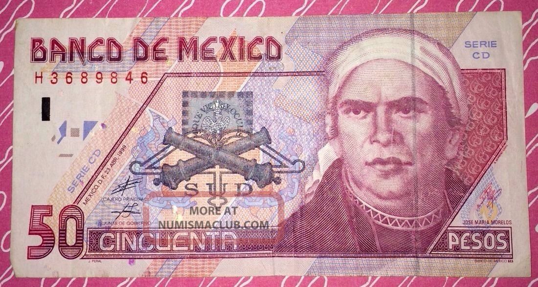 1999 Banco De Mexico 50 Pesos Note Foreign Paper Money 1999 Banco De Mexico 50 Pesos Note Foreign Paper Money