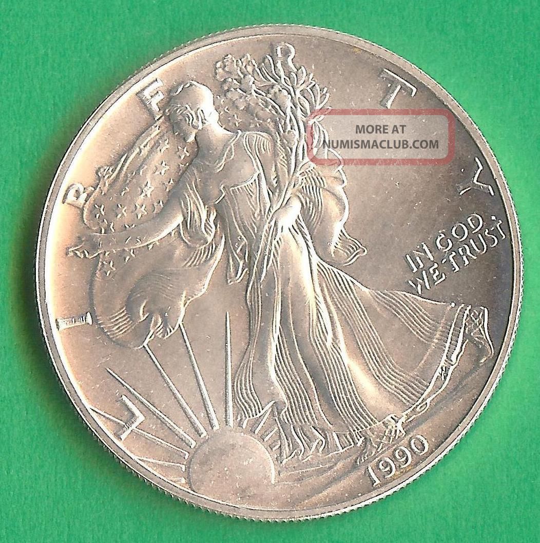 Collector Choice 1990 Usa Fine 1 Silver Dollar Coin Eagle Unc