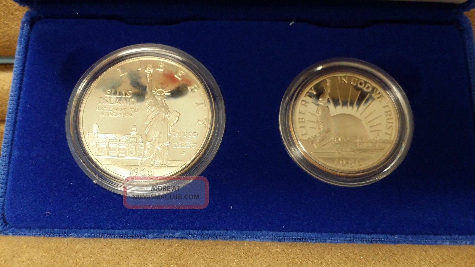 1986 United States Liberty Proof Silver Dollar Proof Half Dollar W Box