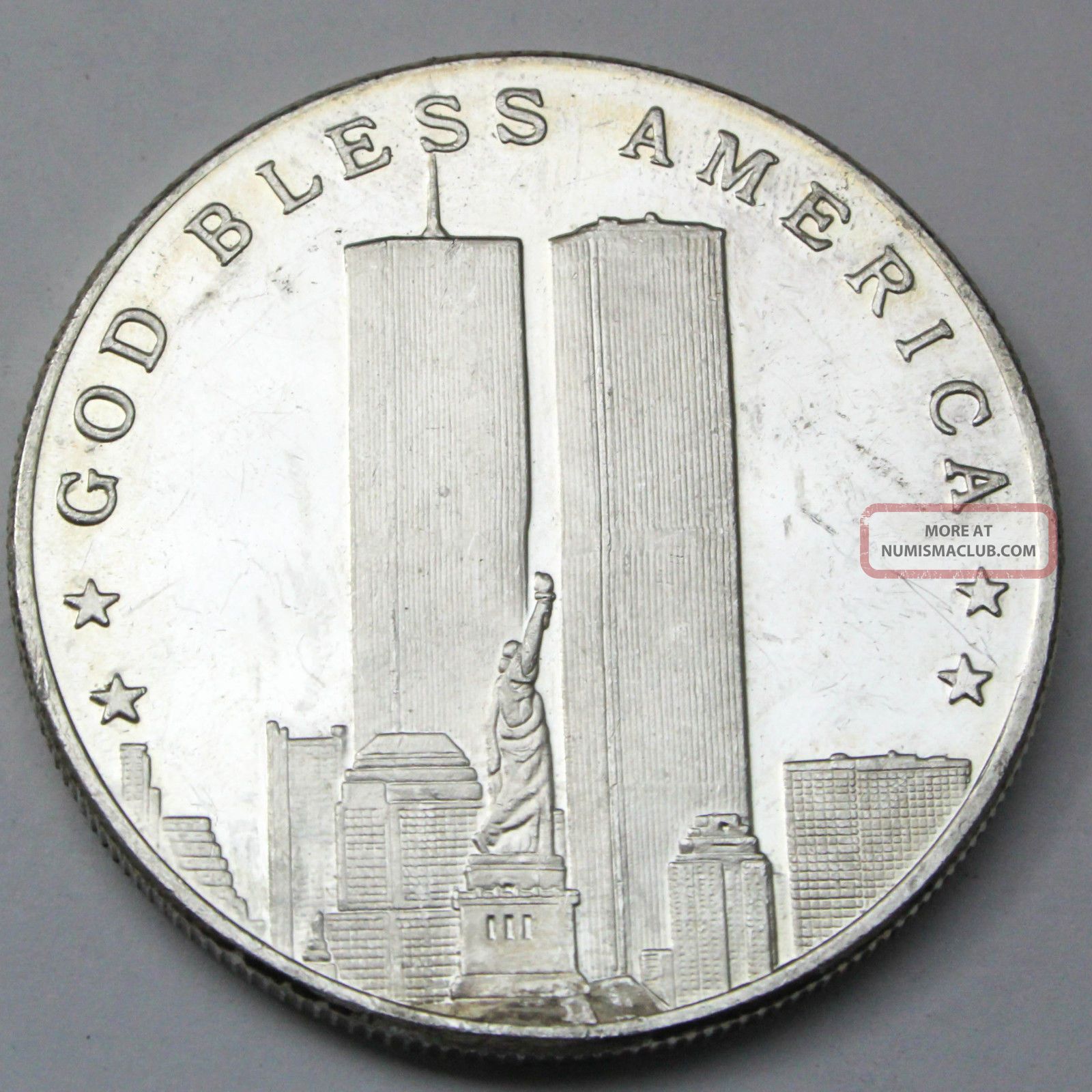 1 Troy Oz Silver 911 Commemorative Twin Towers Silver Bullion Round 1 Troy Oz Silver 911 Commemorative Twin Towers Silver Bullion Round