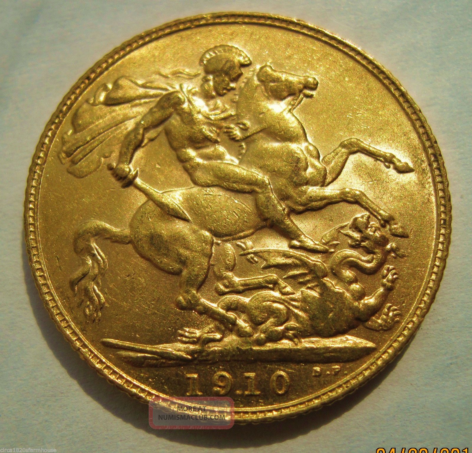 1910 King Edward Vii Full Gold Sovereign Coin Mintage Royal London 22kt 1910 King Edward Vii Full Gold Sovereign Coin Mintage Royal London 22kt