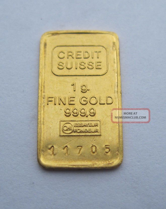 1 Gram 999 9 Fine Gold 24k Pure Credit Suisse Bar Bullion 1 Gram 999 9 Fine Gold 24k Pure Credit Suisse Bar Bullion