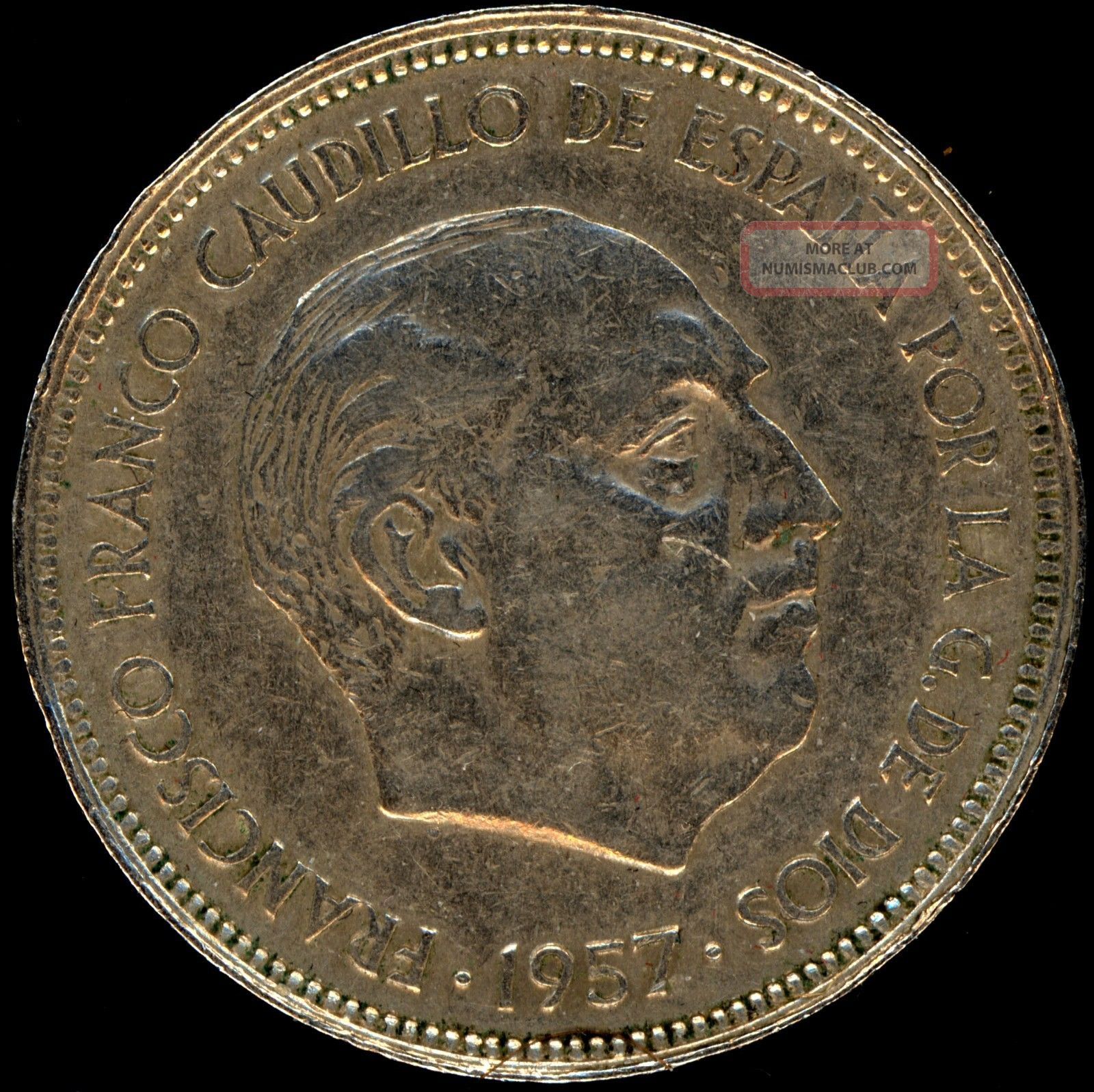 Spain 1957 50 Ptas Pesetas Espana Rare Large Coin Number 60 In The Spain 1957 50 Ptas Pesetas Espana Rare Large Coin Number 60 In The