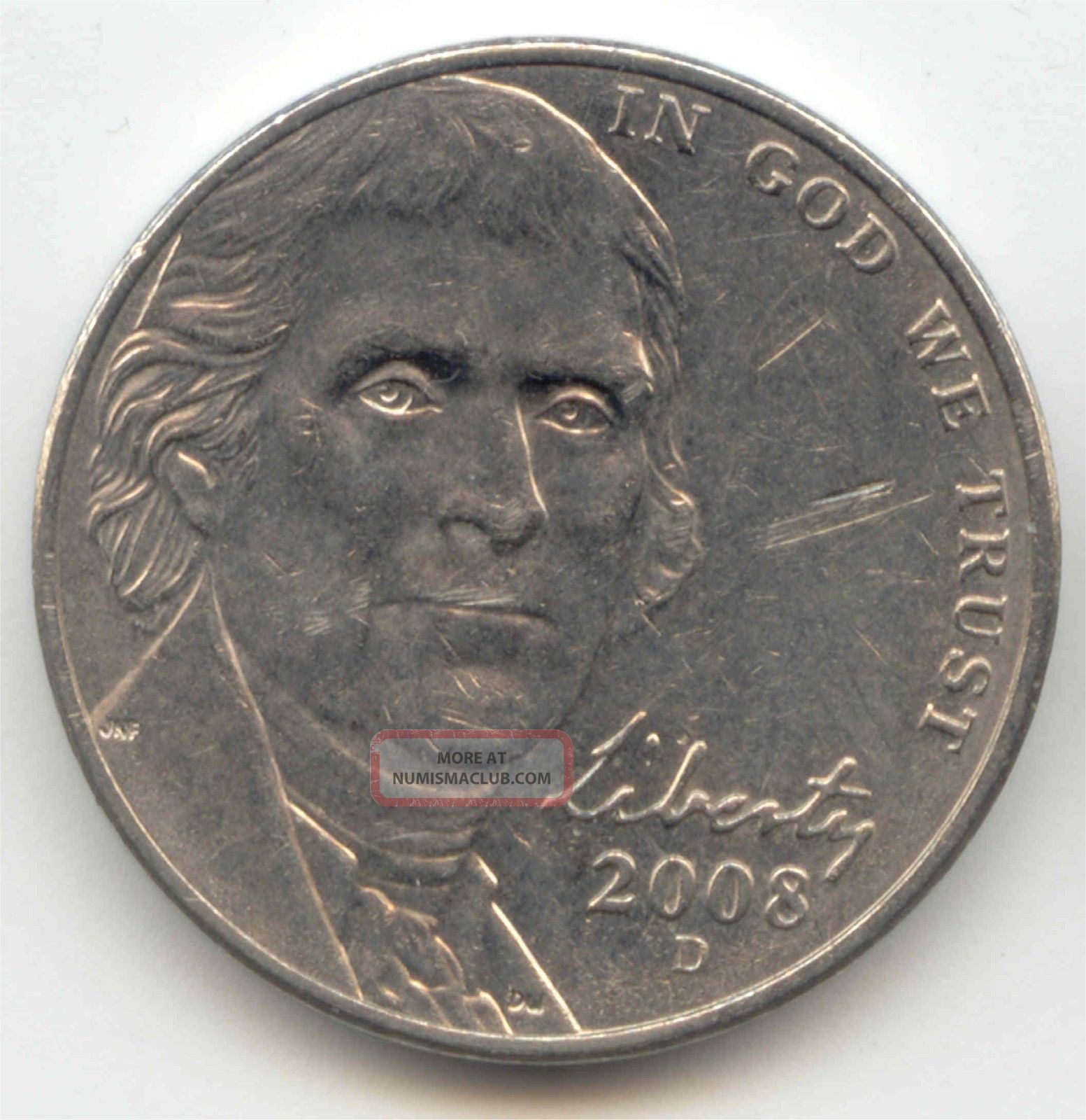 Usa 2008d American Nickel Five Cent Piece 5c 5 Cents Jefferson 2008 D