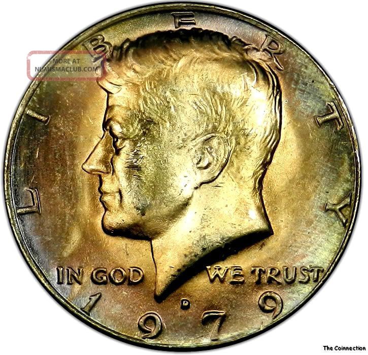 1979 D Ms Bu Unc Toned Kennedy Half Dollar 50c Blazing Luster Colorful C56 1979-d-ms-bu-unc-toned-kennedy-half-dollar-50c-blazing-luster-colorful-c56