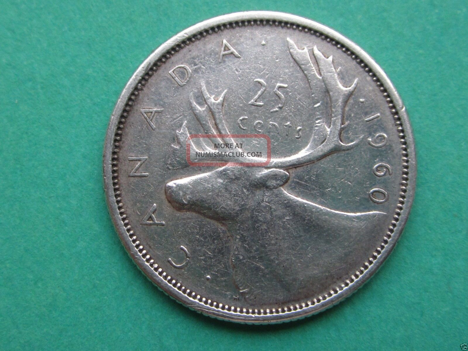 1960 Canadian Quarter 25c Silver Coin 1267 1960 Canadian Quarter 25c Silver Coin 1267