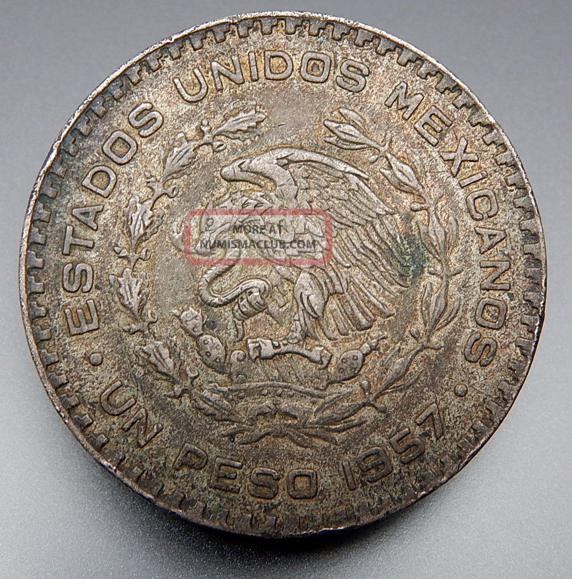 1957 Mexico Un Peso Authentic And Collectible Silver Coin 1957 Mexico Un Peso Authentic And Collectible Silver Coin
