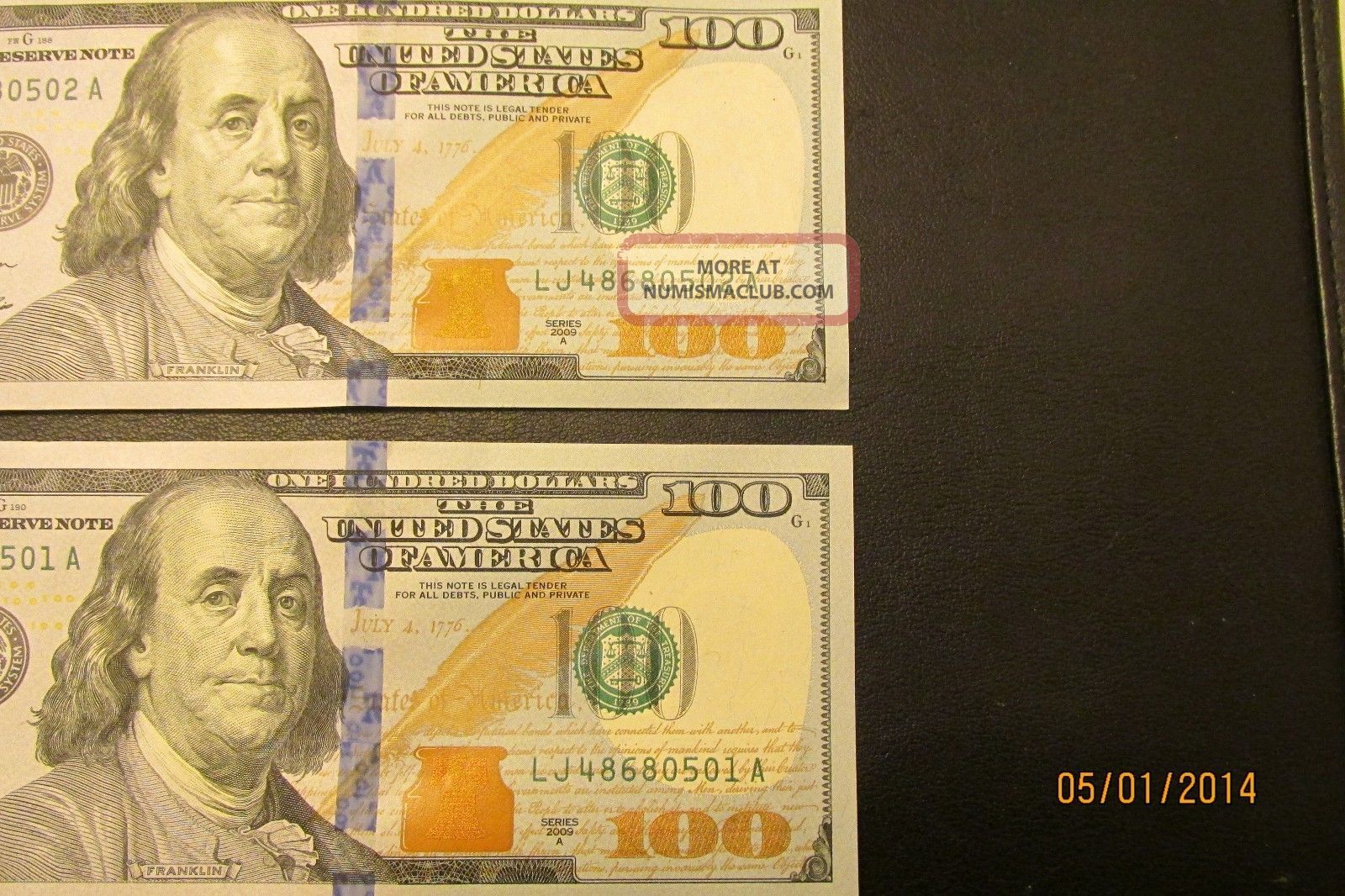 2 $100 Bill ' S Consecutive Serial Numbers One Hundred Dollar Bill 2009a 2 $100 Bill ' S Consecutive Serial Numbers One Hundred Dollar Bill 2009a
