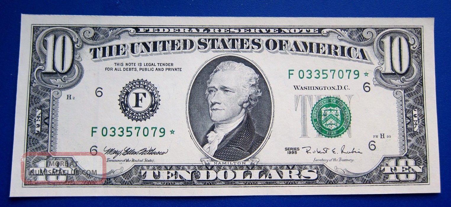 1995 Frn $10 Star Note Fr - 2032f Chcu