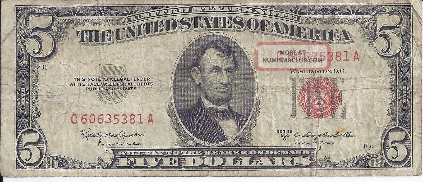 Value Of 1953 Five Dollar Bill With Blue Seal 5 Five Dollar United