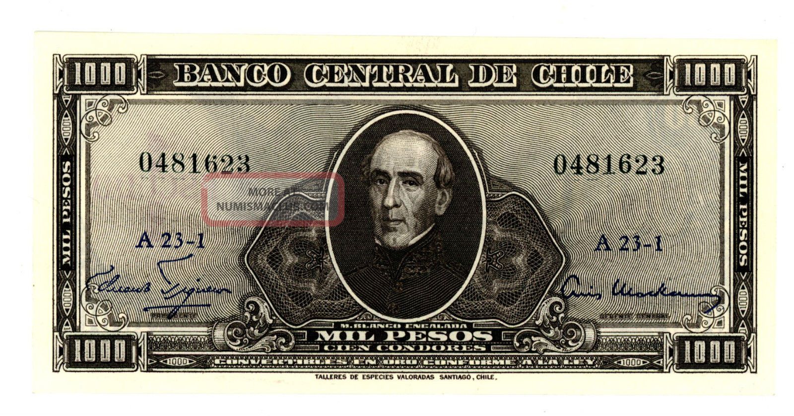 Chile P 129 1 Escudo 1000 Pesos No Date 1960 61 Unc chile-p-129-1-escudo-1000-pesos-no-date-1960-61-unc