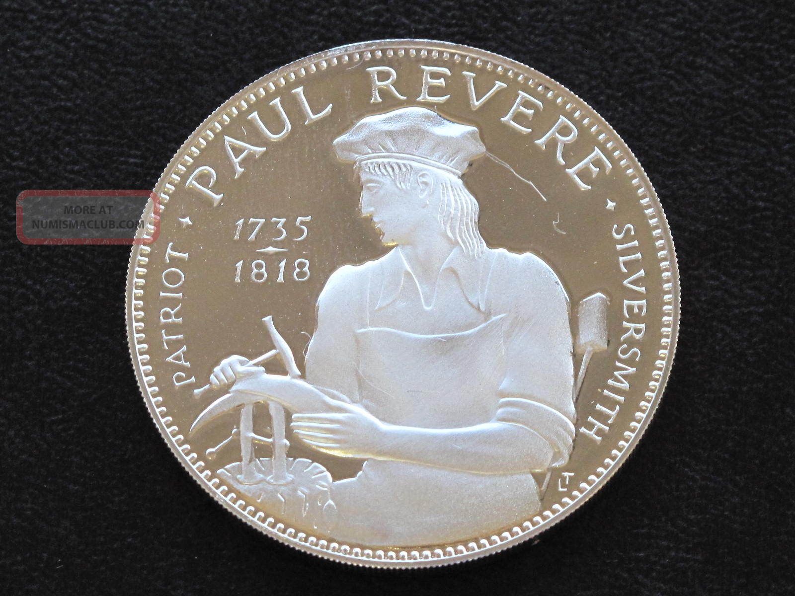 Paul Revere Sterling Silver Coin Medal Franklin D0940 Paul Revere Sterling Silver Coin Medal Franklin D0940