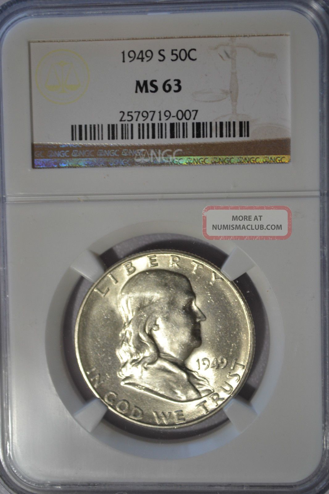 1949 - S Franklin Half Ngc Ms63
