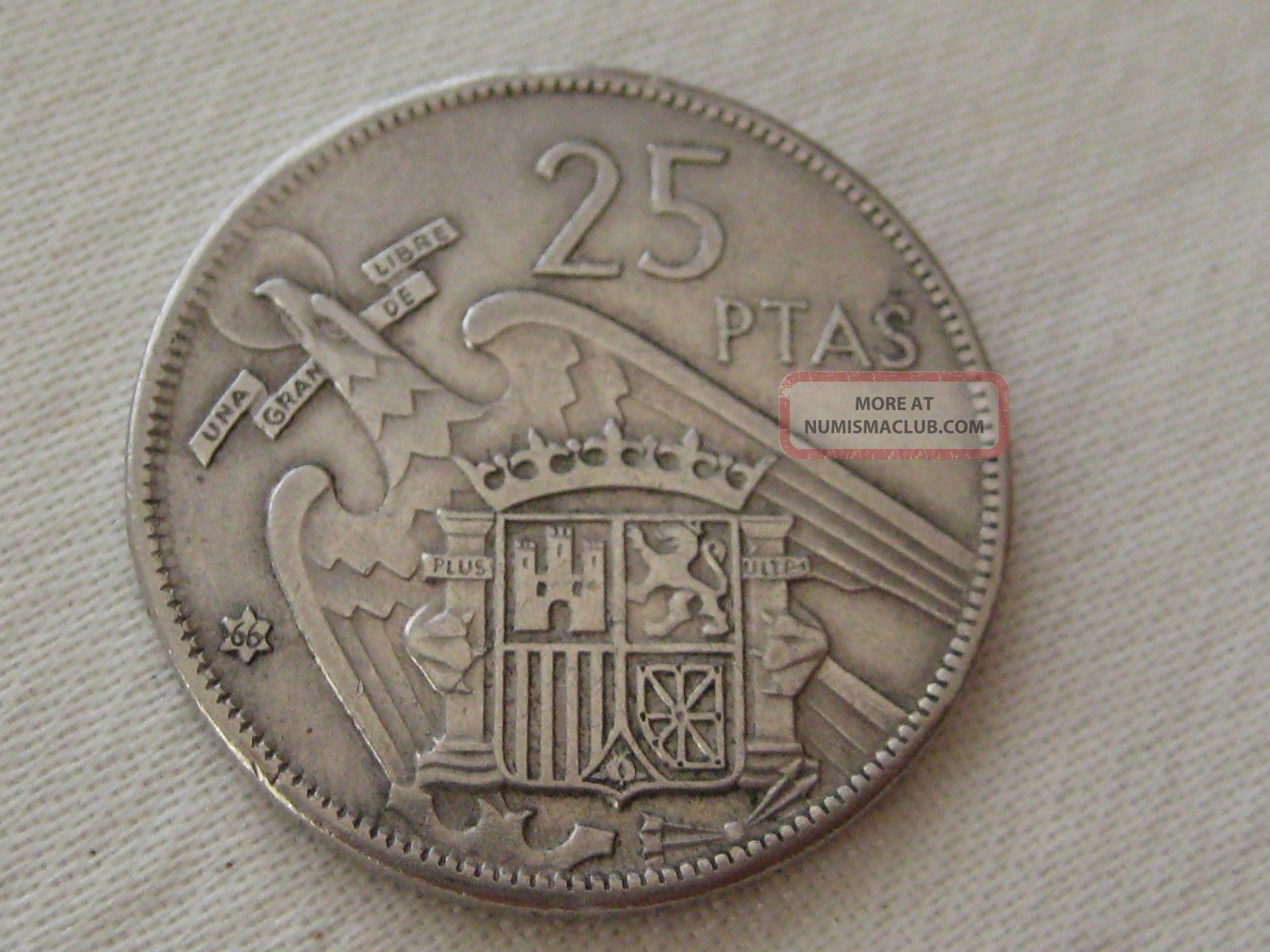 1957 1966 Spain 25 Ptas Pesetas World Coin Copper Nickel Crowned 1957 1966 Spain 25 Ptas Pesetas World Coin Copper Nickel Crowned