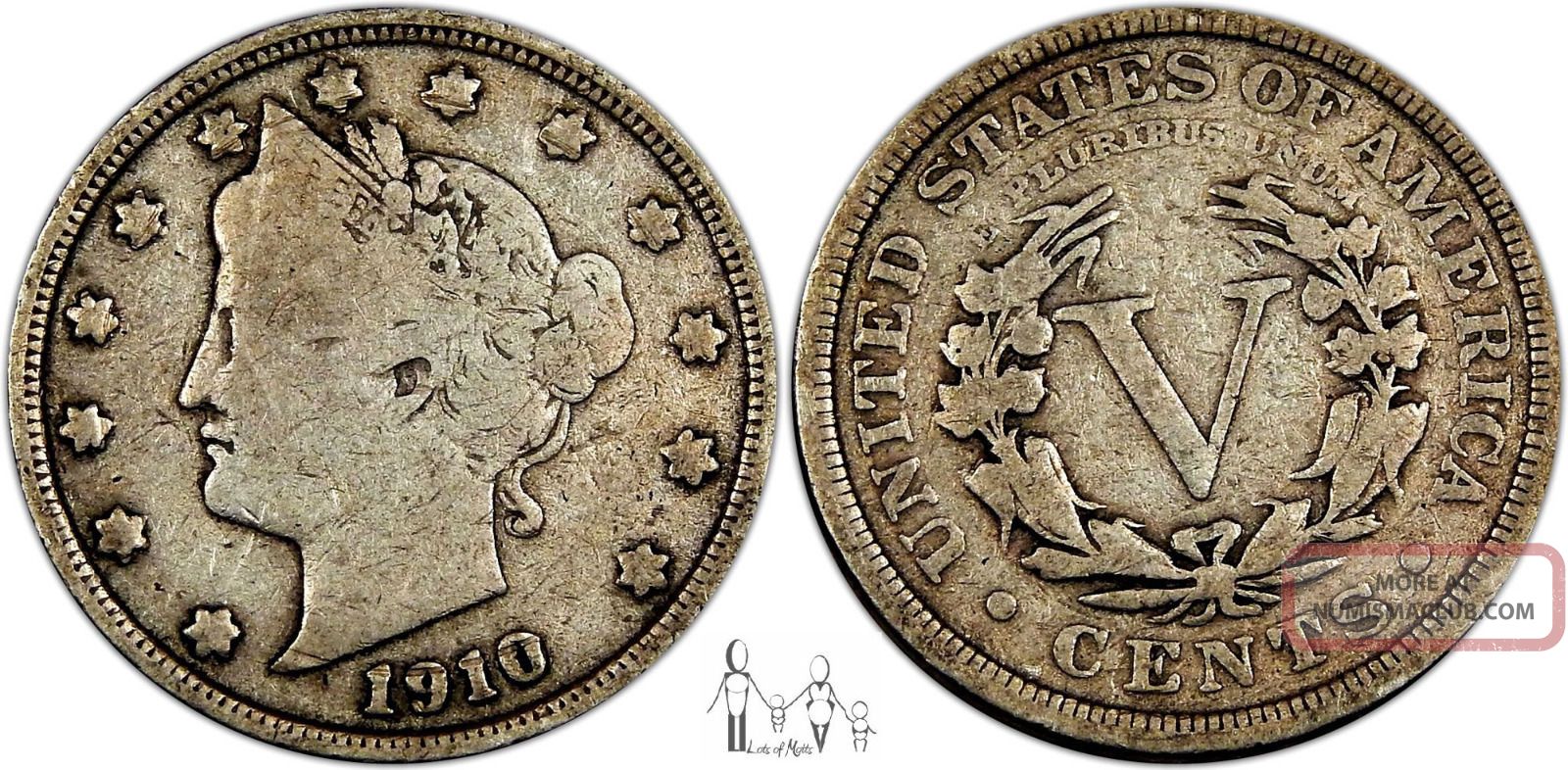 1910 Very Good Vg Liberty Head V Nickel 5c Us Coin A24 1910-very-good-vg-liberty-head-v-nickel-5c-us-coin-a24
