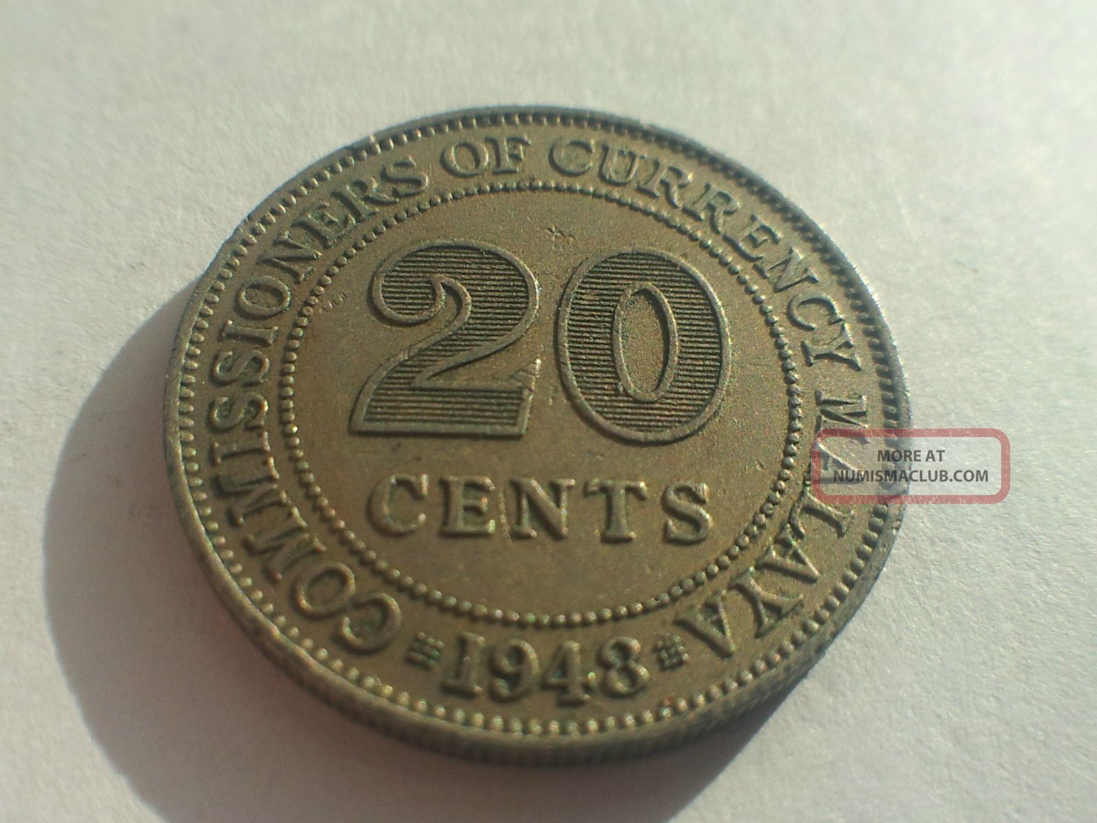 Malaya George Vi 20 Cents 1948 1930b
