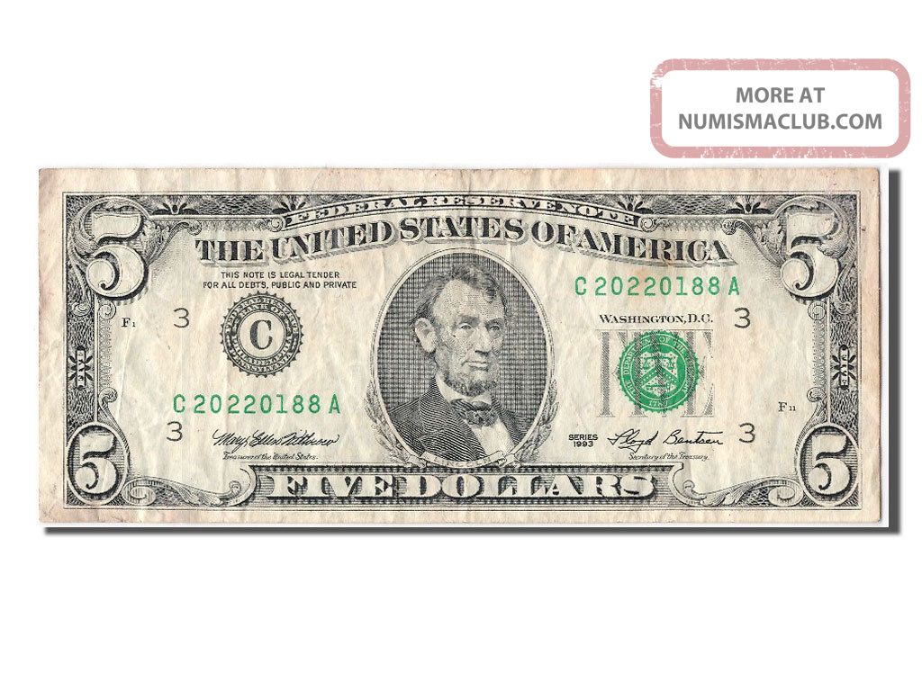 [ 303862] United States, 5 Dollars Federal Reserve Note Type Lincoln ...