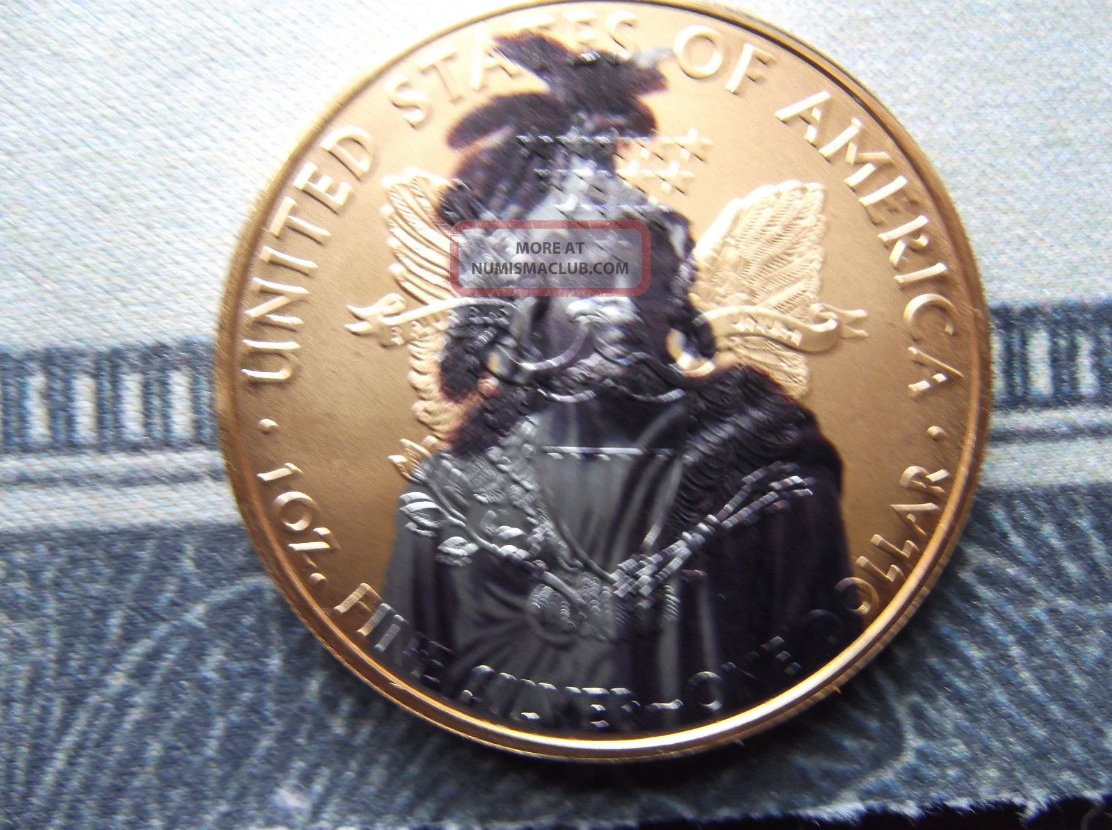 2009 Silver Eagle 24kt Gold Plated 1troy Oz Silver