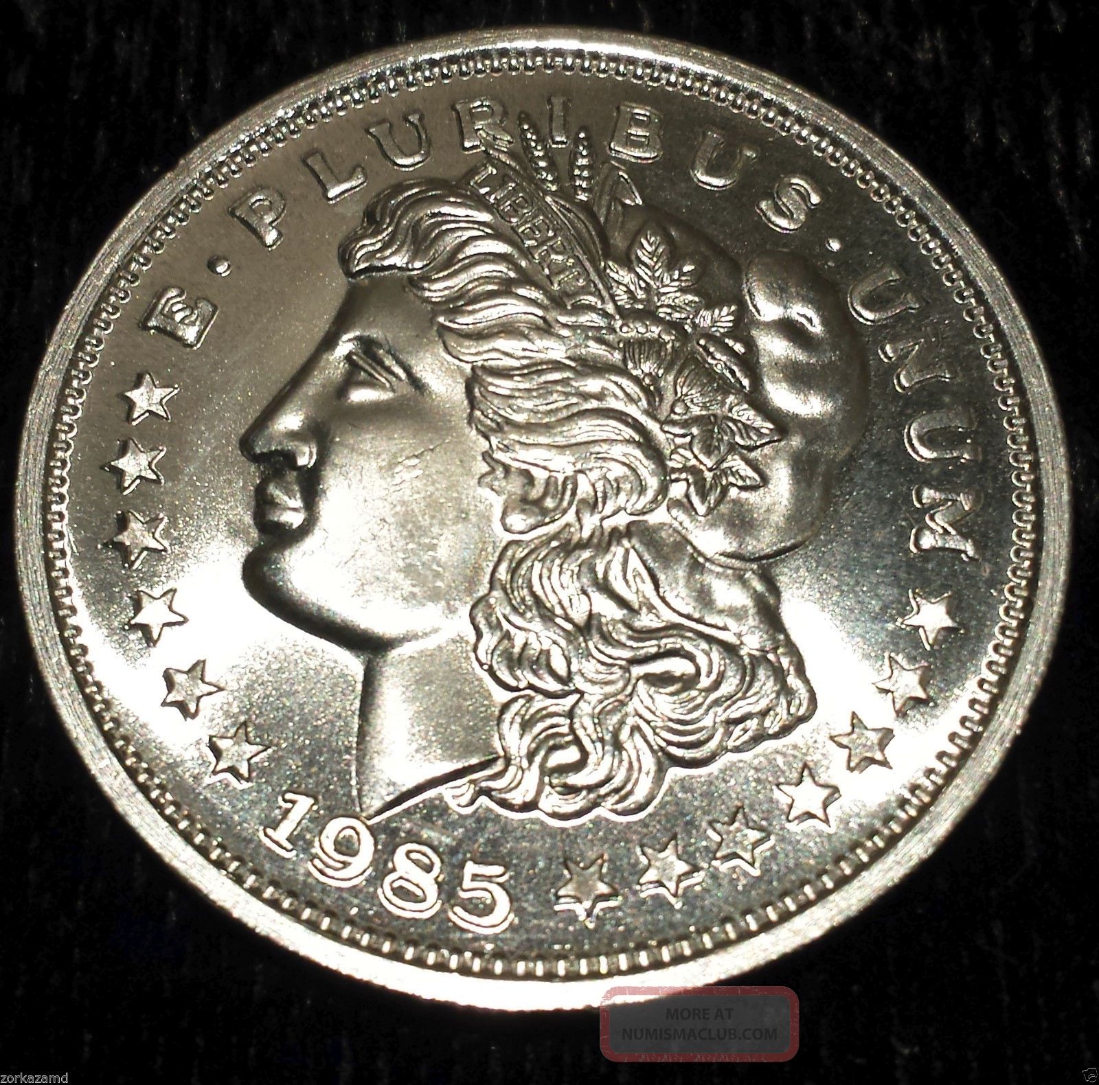 1985 Morgan 1 Troy Oz. 999 Fine Silver Trade Unit Wtu26 1985 Morgan 1 Troy Oz. 999 Fine Silver Trade Unit Wtu26