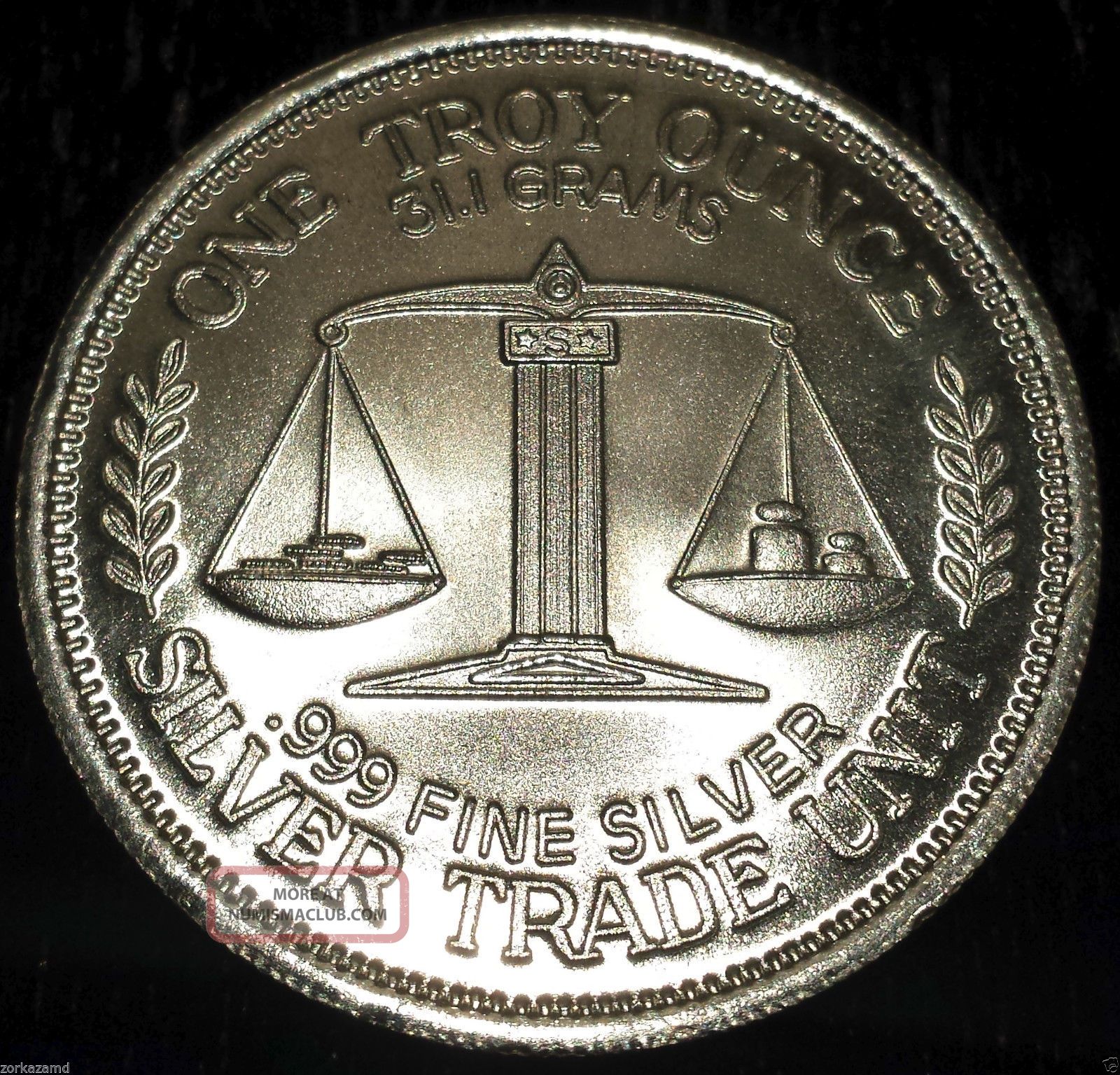 1985 Morgan 1 Troy Oz. 999 Fine Silver Trade Unit Wtu26 1985 Morgan 1 Troy Oz. 999 Fine Silver Trade Unit Wtu26
