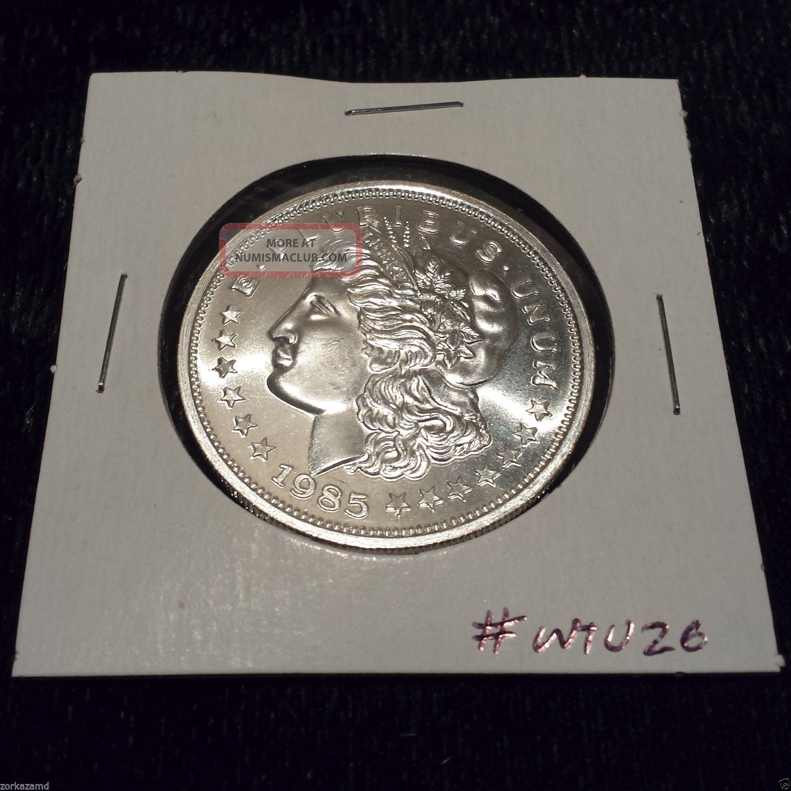 1985 Morgan 1 Troy Oz. 999 Fine Silver Trade Unit Wtu26 1985 Morgan 1 Troy Oz. 999 Fine Silver Trade Unit Wtu26