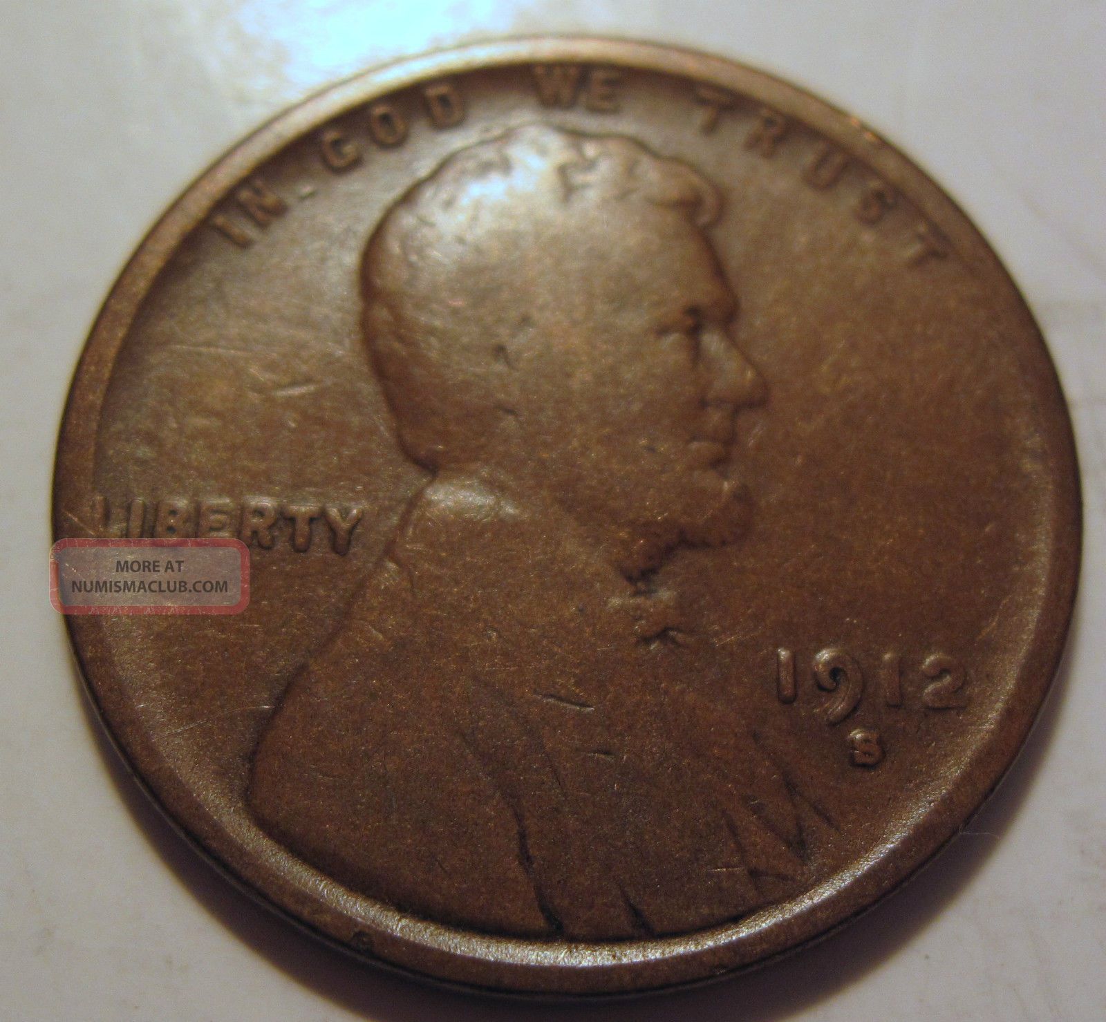 1912 S Lincoln Wheat Cent Coin One Penny 322ah 1912 S Lincoln Wheat Cent Coin One Penny 322ah