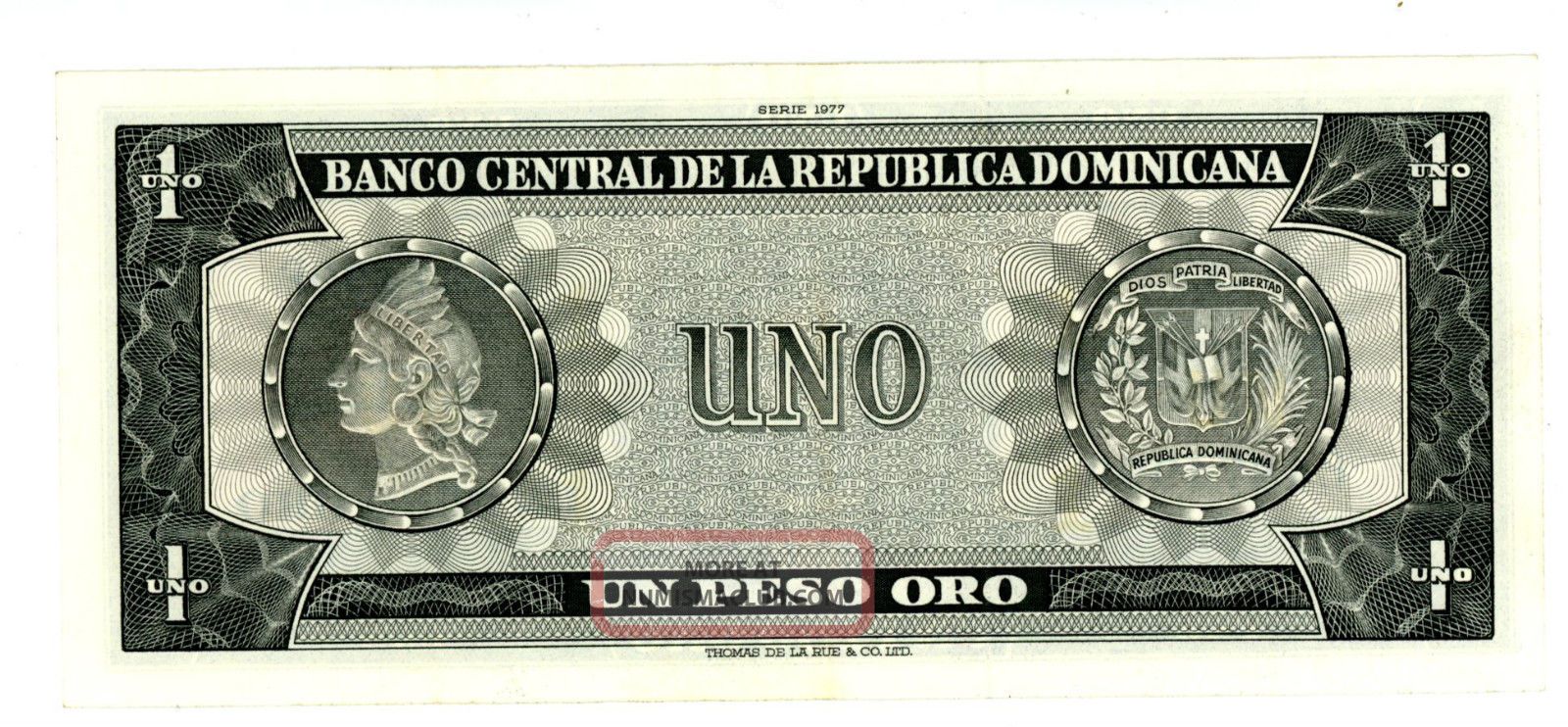 Dominican Republic P 108 1 Peso 1977 Xf