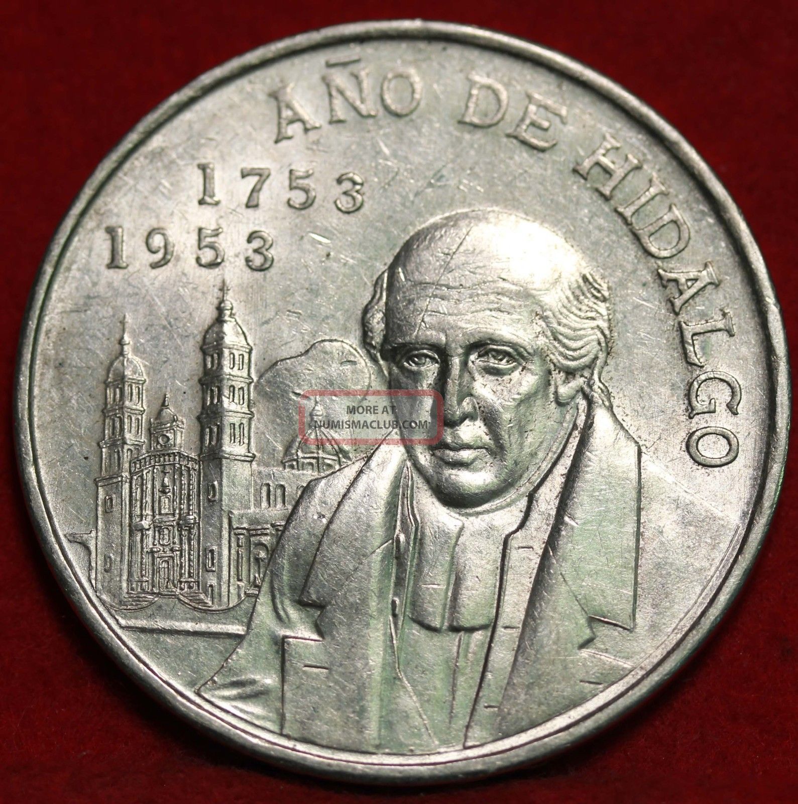 1953 Mexico 5 Pesos Silver Foreign Coin S h