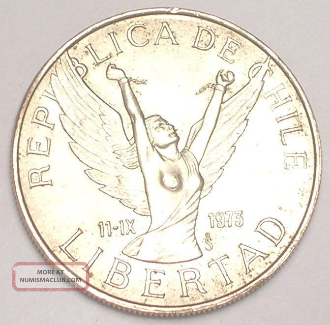 1977 Chile Chilean 5 Pesos Winged Victory Woman Coin Vf 1977 Chile Chilean 5 Pesos Winged Victory Woman Coin Vf