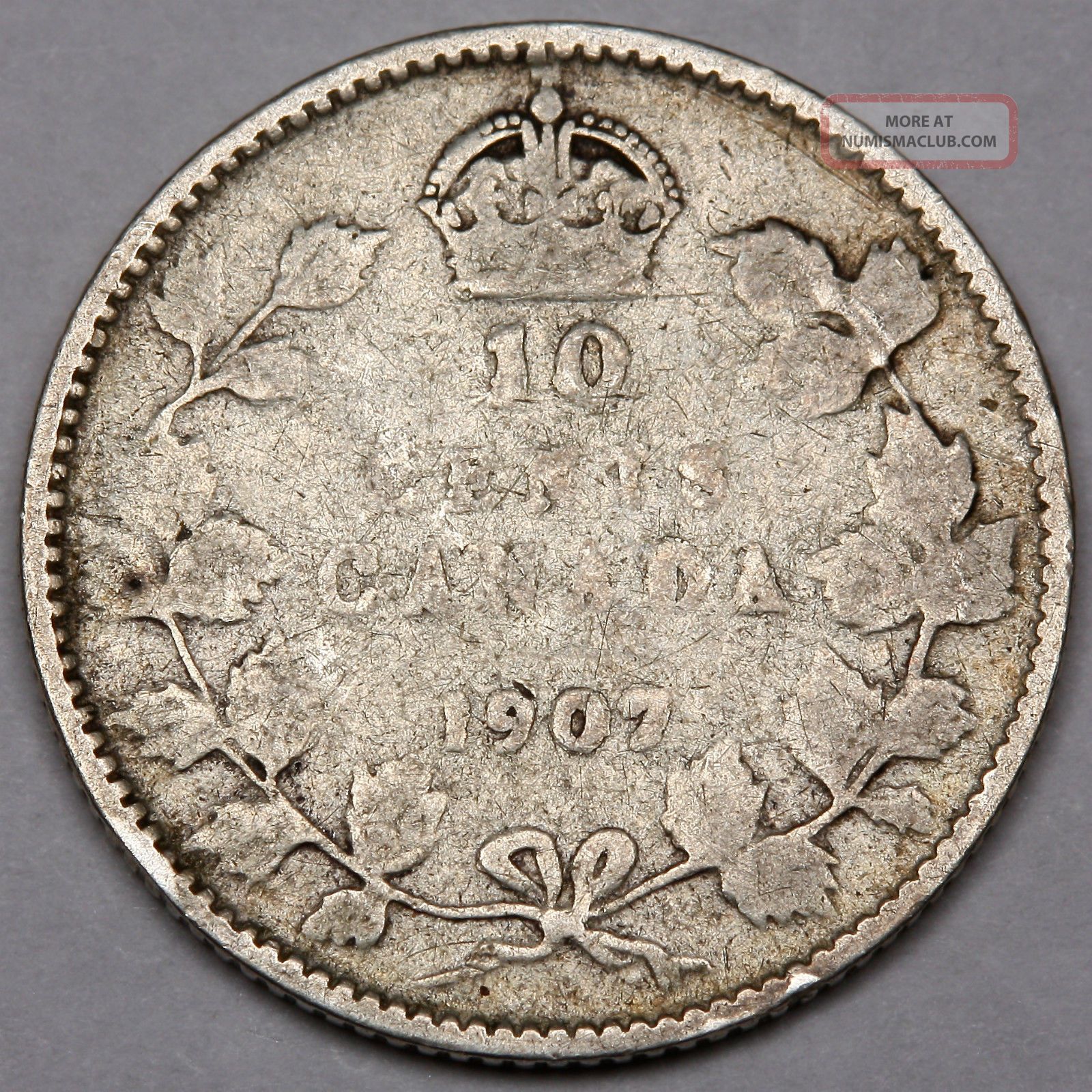 1907 King Edward Vii Canada Silver Ten Cents 10 Cents Coin 1907 King Edward Vii Canada Silver Ten Cents 10 Cents Coin