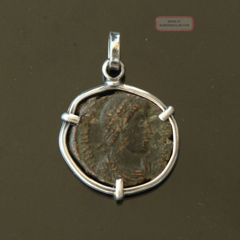 Sterling Silver Coin Pendant With Ancient Roman Coin, Ancient Coin Pendant Sterling Silver Coin Pendant With Ancient Roman Coin, Ancient Coin Pendant