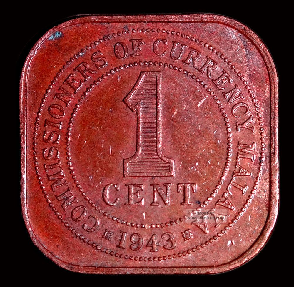 Malaya British One Cent 1943 Bronze Coin George Vi Ctb57 Malaya British One Cent 1943 Bronze Coin George Vi Ctb57