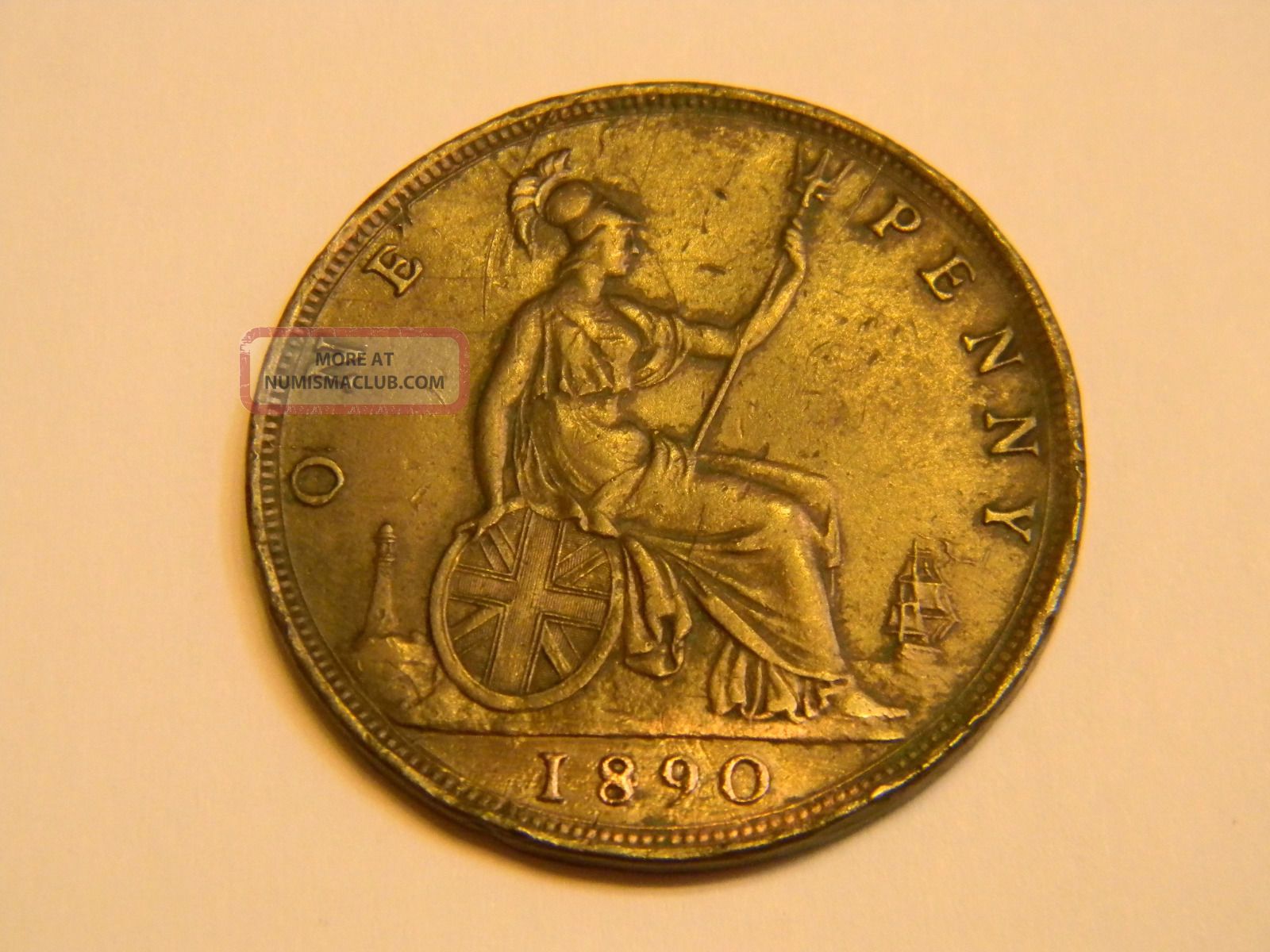 Great Britain 1 Penny 1890 Circulated Great Britain 1 Penny 1890 Circulated