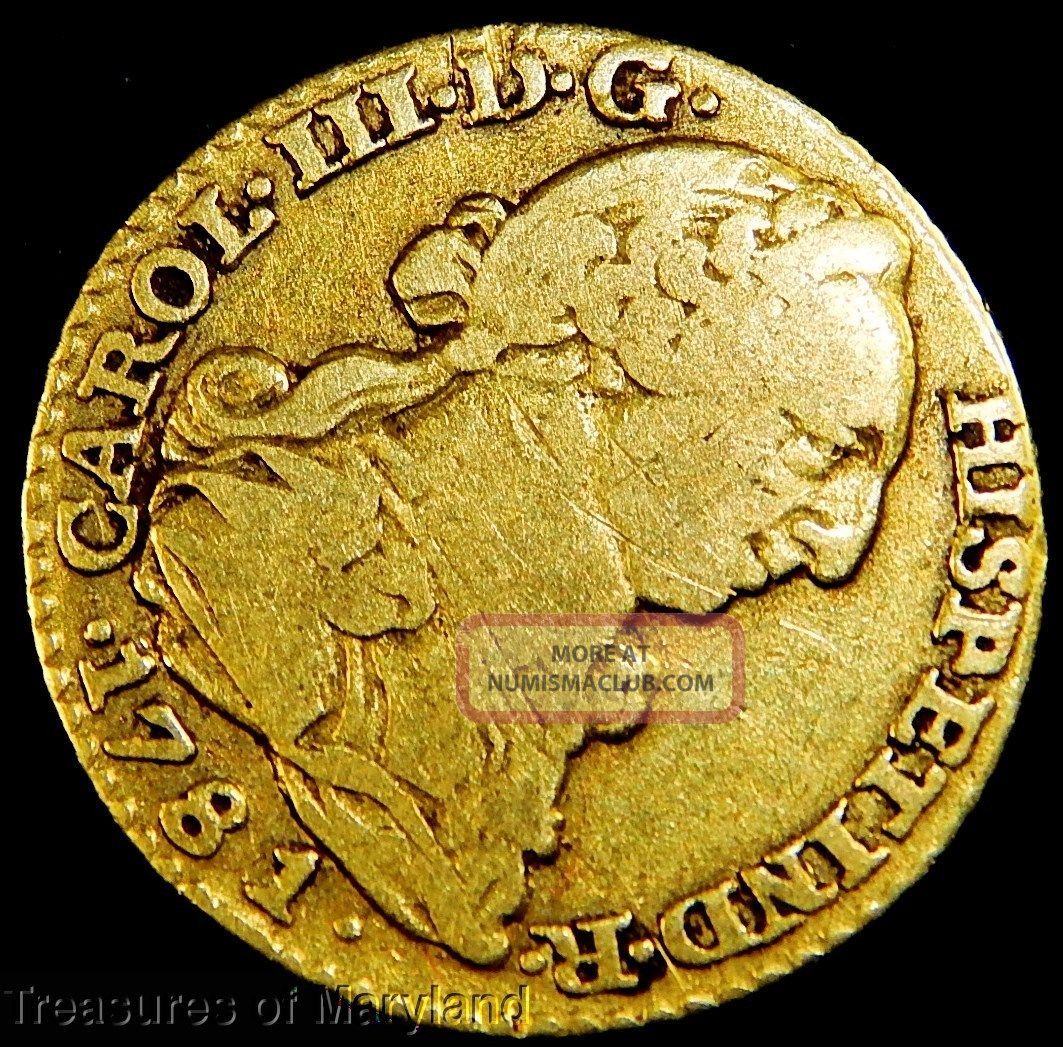 Madrid Early 2 Gold Coin 1781 Spanish Colonial 1 Escudo Doubloon am5 