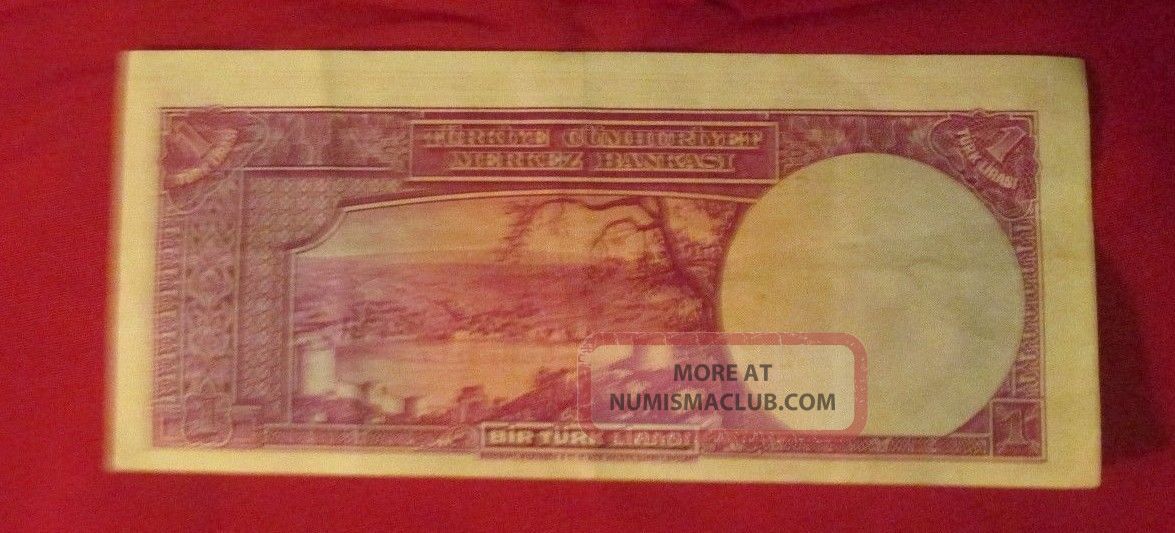 1930, Turkiye Cumhuriyet Merkez Bankasi 1 Turk Lirasi Cu Bank Note Seri B17 1930, Turkiye Cumhuriyet Merkez Bankasi 1 Turk Lirasi Cu Bank Note Seri B17