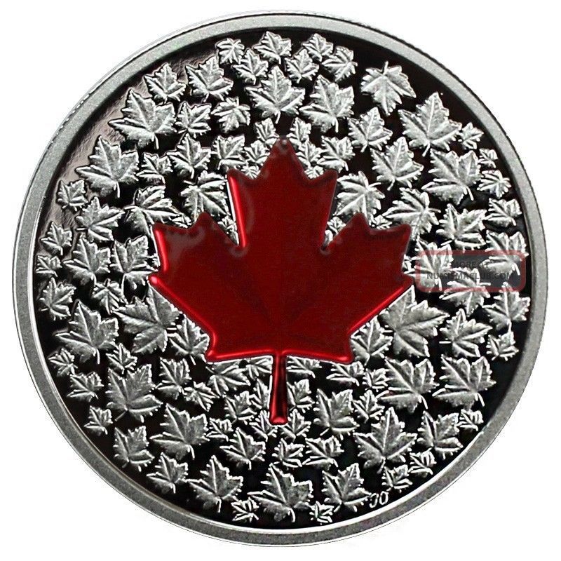 2013 Canada Silver Maple Leaf Impression Red Enamel 20 1 Oz Proof 