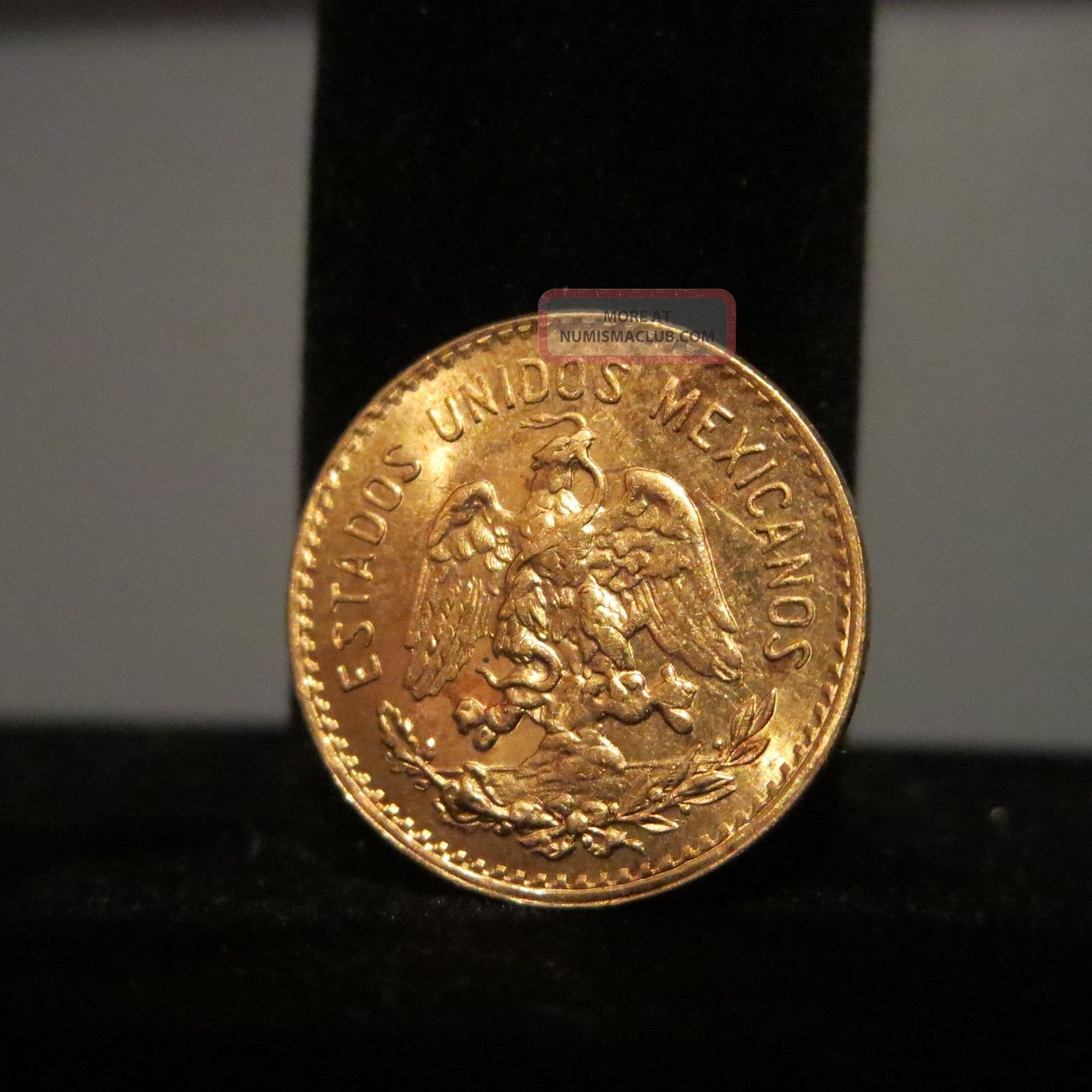 1955 Mexico Gold Cinco 5 Pesos Coin 19mm 4g Vintage Mexican Money