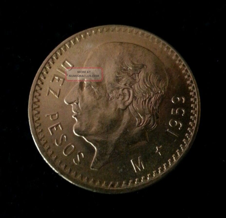 1959 Mexican Diez 10 Pesos Gold Coin