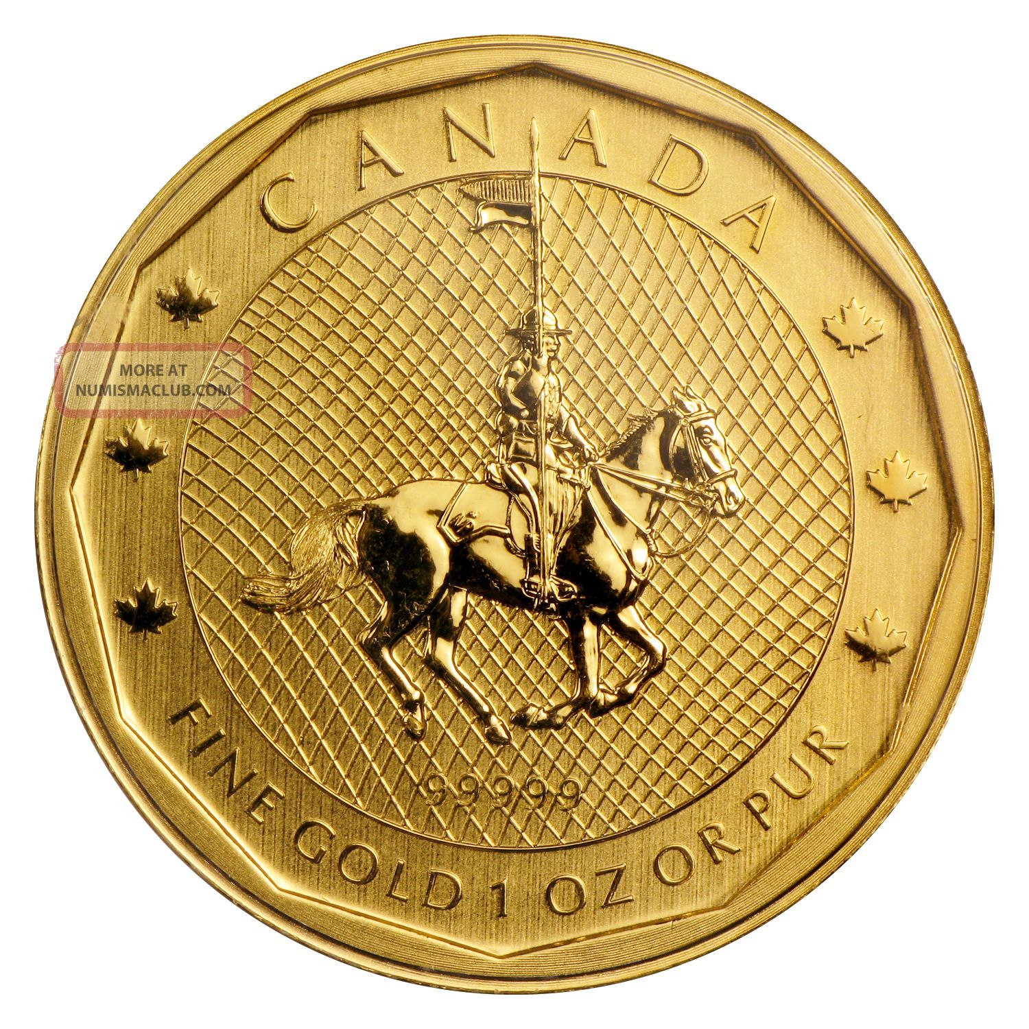 2011 1 Oz Gold Canadian Mountie Maple Leaf Coin
