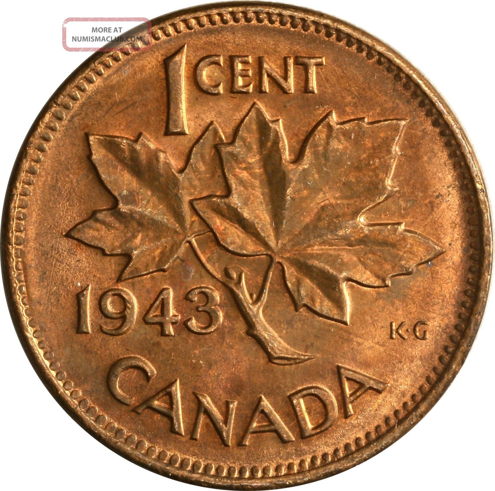 1943 Canada Small Cent George Vi Unc N r 1943 Canada Small Cent George Vi Unc N r