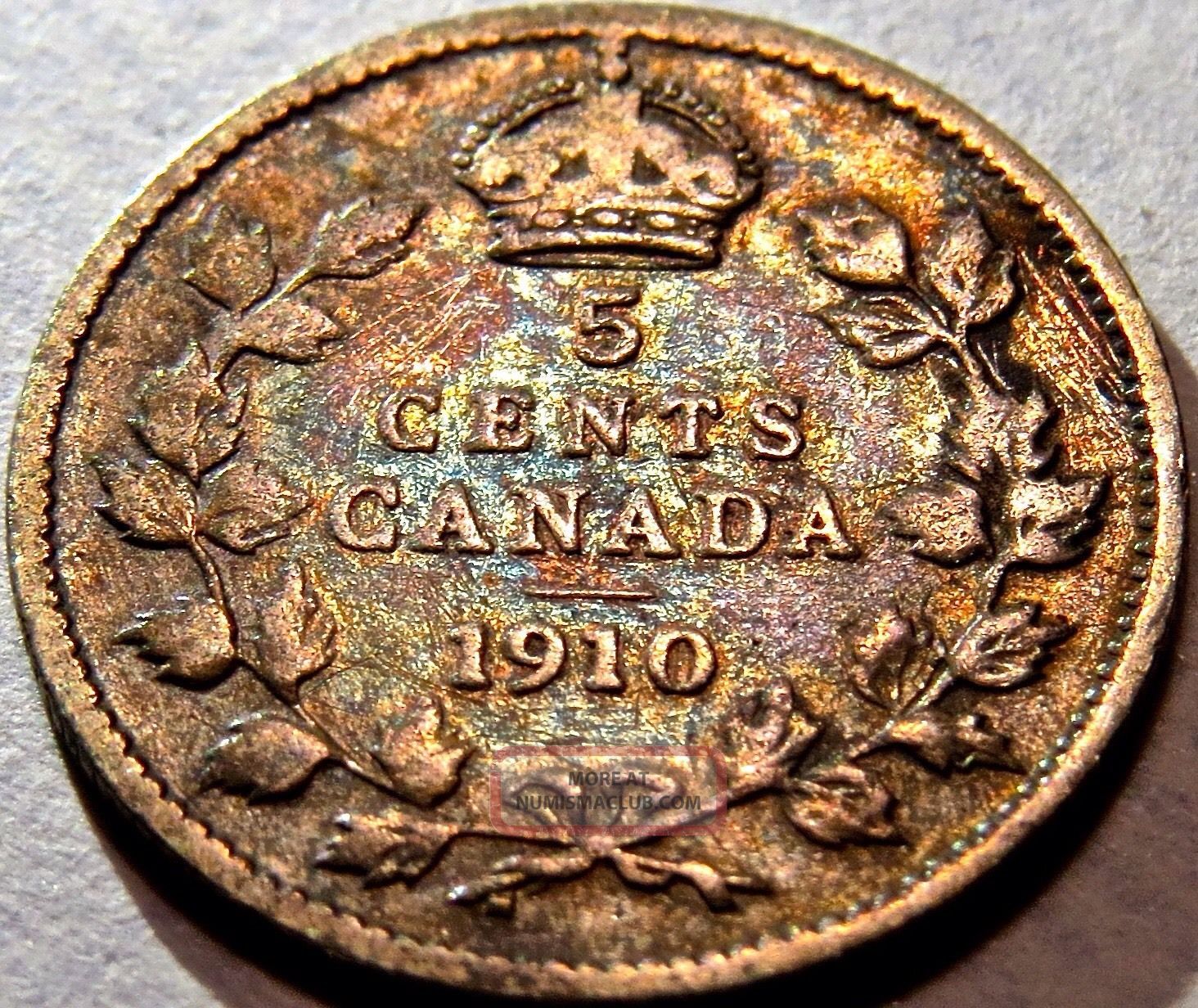 1910 Canada 5 Cents 1910 Canada 5 Cents