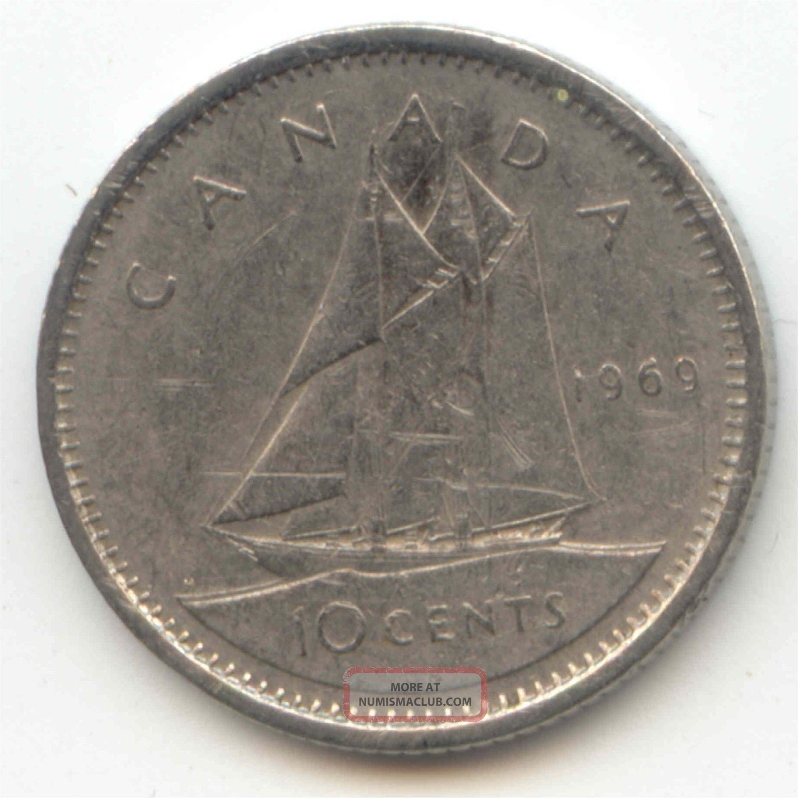 1969 Canadian Dime Ten Cents Canada 10c Exact Coin Shown 1969 Canadian Dime Ten Cents Canada 10c Exact Coin Shown