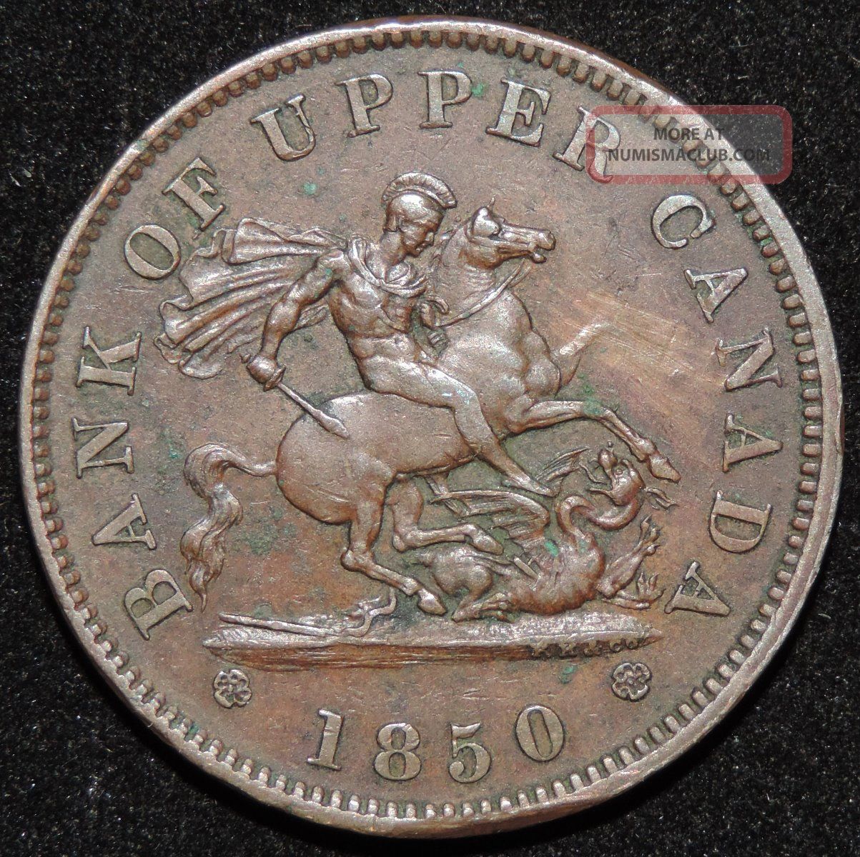 1850 Province Of Canada Upper Bank One Penny Token Charlton Pc 6a