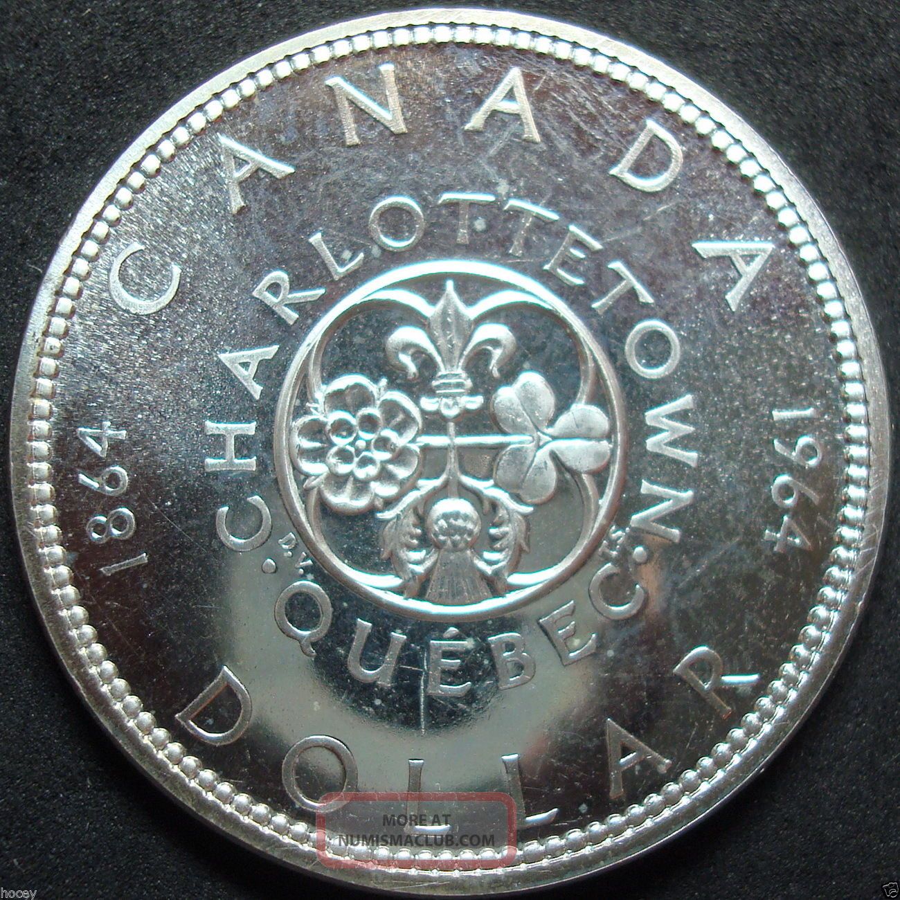 1964 Canada Proof Like Charlottetown Quebec Silver Dollar Coin