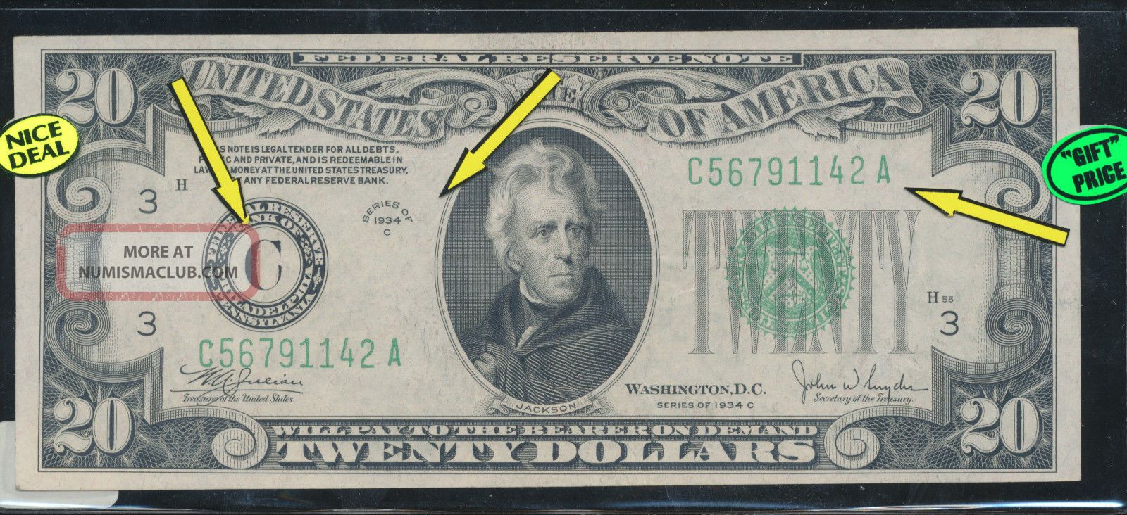 Series 1934 C Twenty Dollars Federal Reserve Note 9324