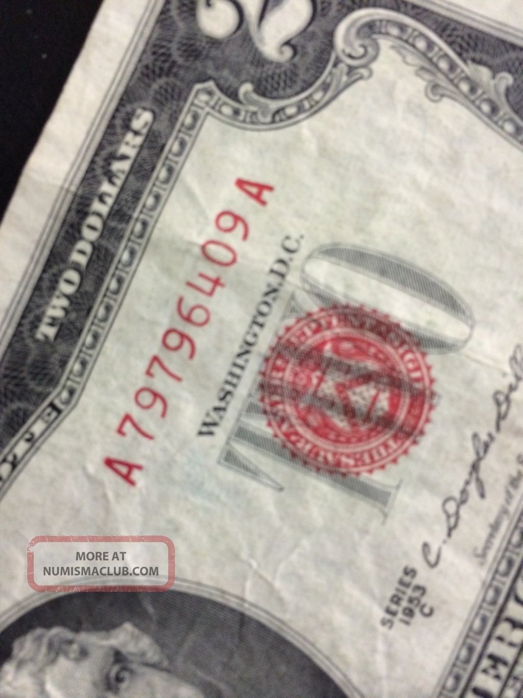 Us 2 Dollar Note With Red Seal 1953c Issue Good Note Us 2 Dollar Note With Red Seal 1953c Issue Good Note